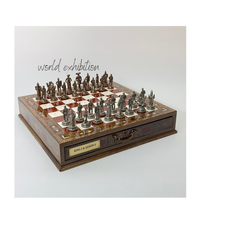 Wooden Chess Board, Metal Chess Pieces - Etsy