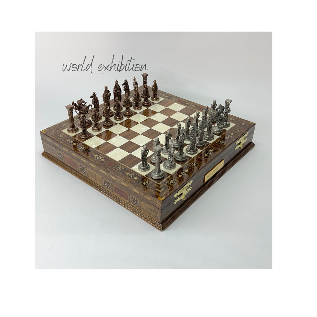 Personalized Collectible Chess Set, Wooden Chess Board With Storage ...
