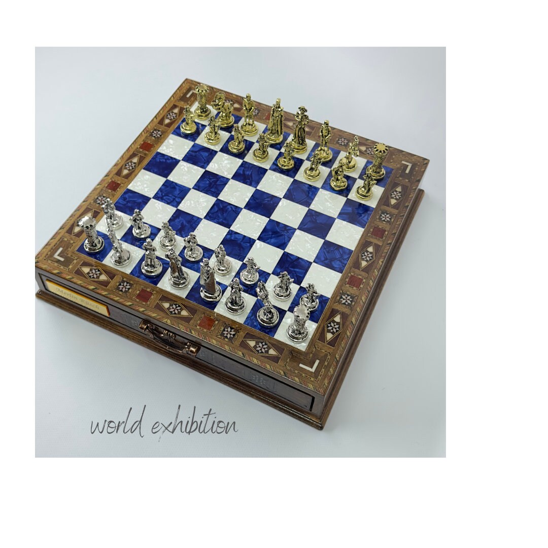 Handmade Personalized Wooden Chess Set, Customized Chess Board With ...