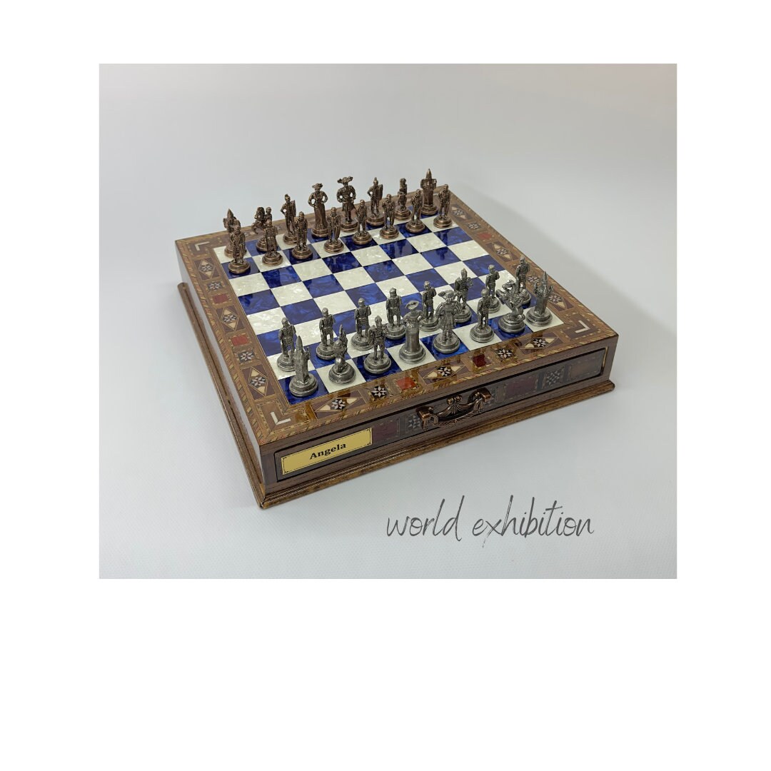 Personalized Collectible Chess Set, Wooden Chess Board With Storage ...