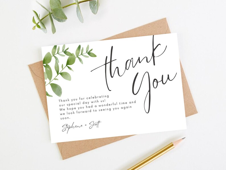Editable Thank You Card Template Minimalist Wedding Table Thank You ...