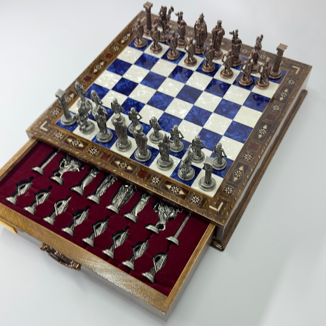 Personalized Collectible Chess Set, Wooden Chess Board With Storage ...
