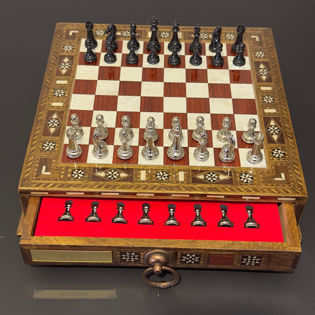 Handmade Chess Set Valentines Day Gift, Personalized Wooden Chess Board ...