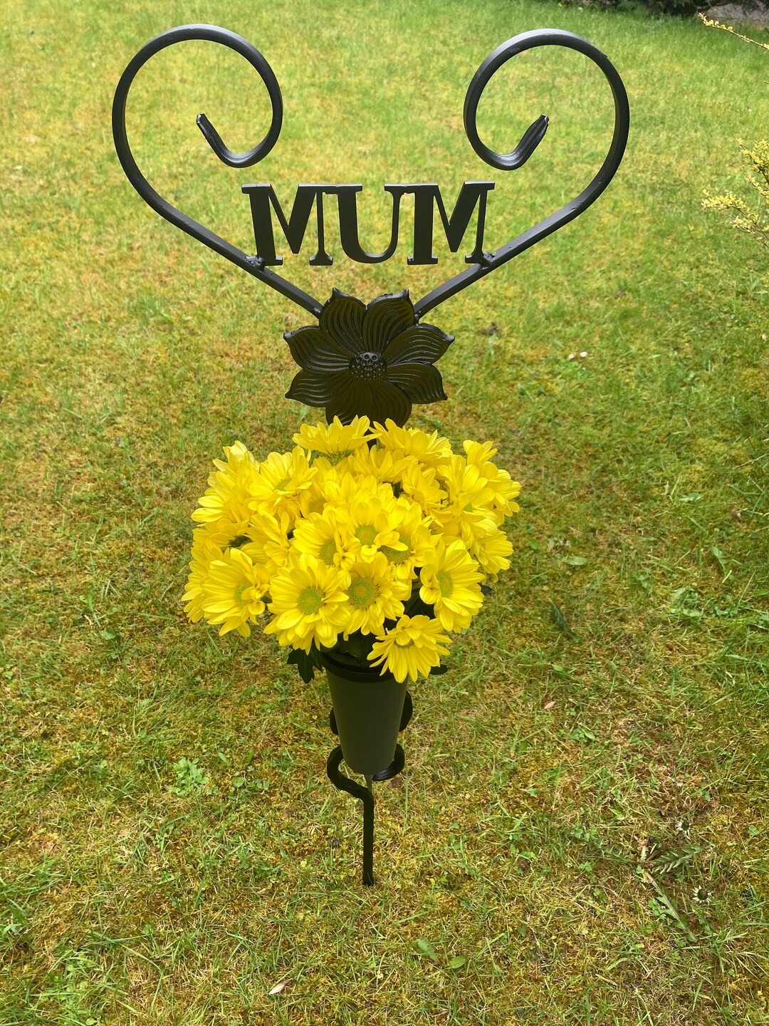 Memorial Wrought Iron Personalised Flower Stand Grave Marker - Etsy