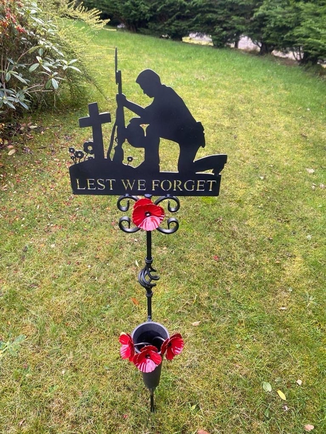 Memorial Wrought Iron Personalised Flower Stand Grave Marker - Etsy