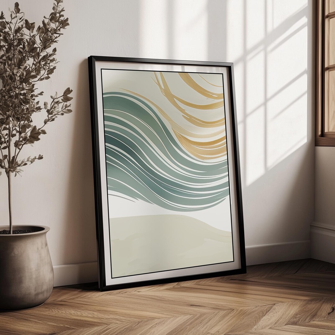 Beachy Art Print, Abstract Art Shapes and Lines, Printable Wall Art ...