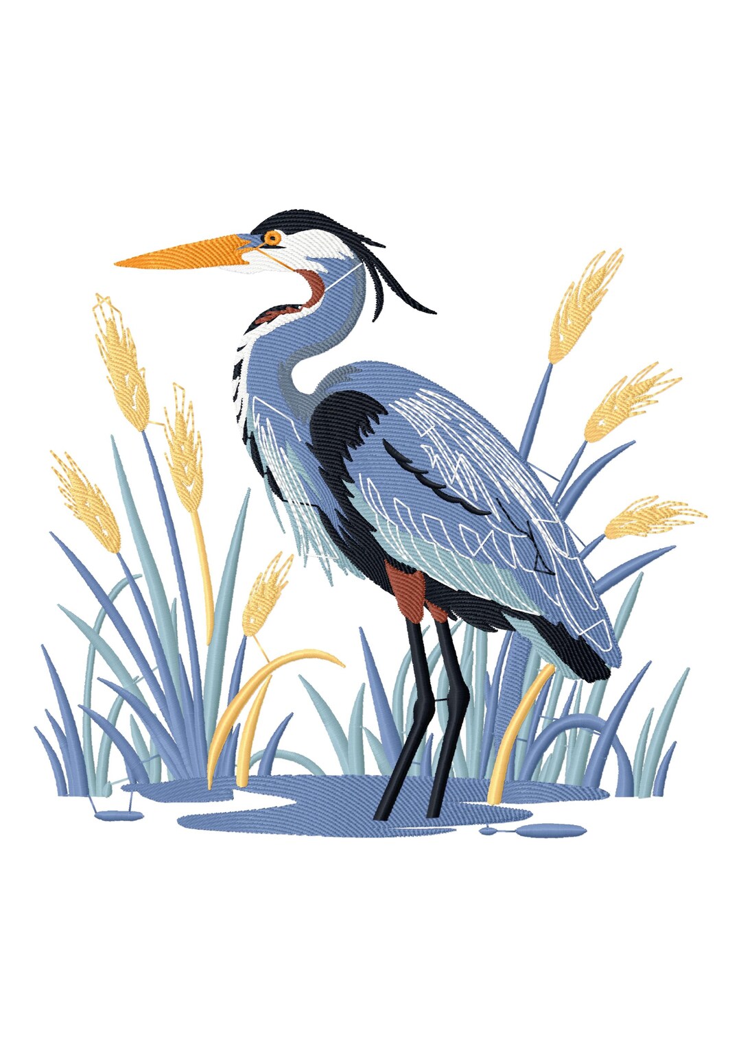 Blue Heron Embroidery Design | Large Bird Machine Embroidery File ...