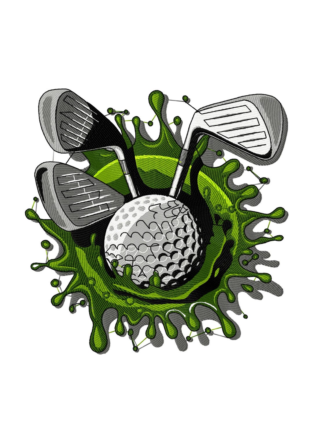 Golf Ball Splash Embroidery Design: Sporty Stitch Pattern (instant ...