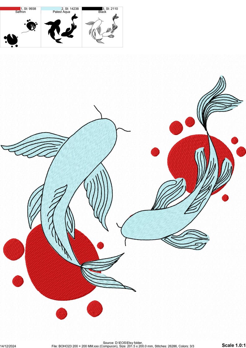 Koi Fish Embroidery Design | DIY Embroidery, Koi Fish Art, Decorative ...