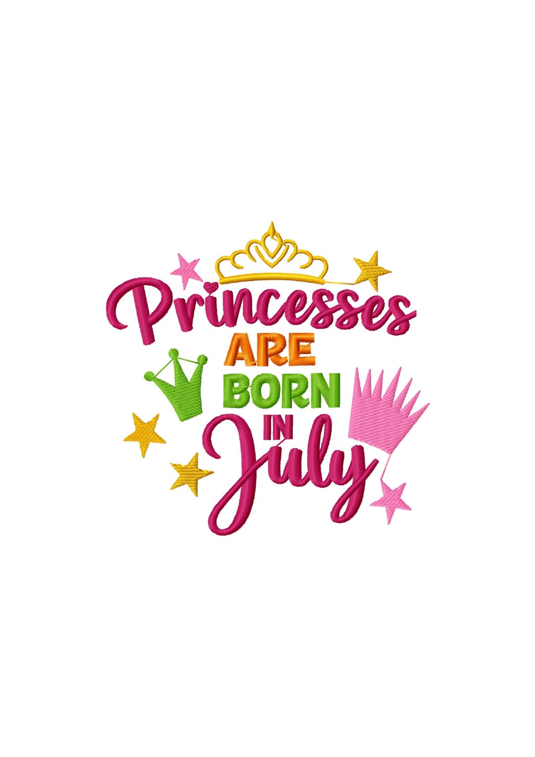 Princess Birthday Crown Embroidery Design: July Girl (digital Download ...