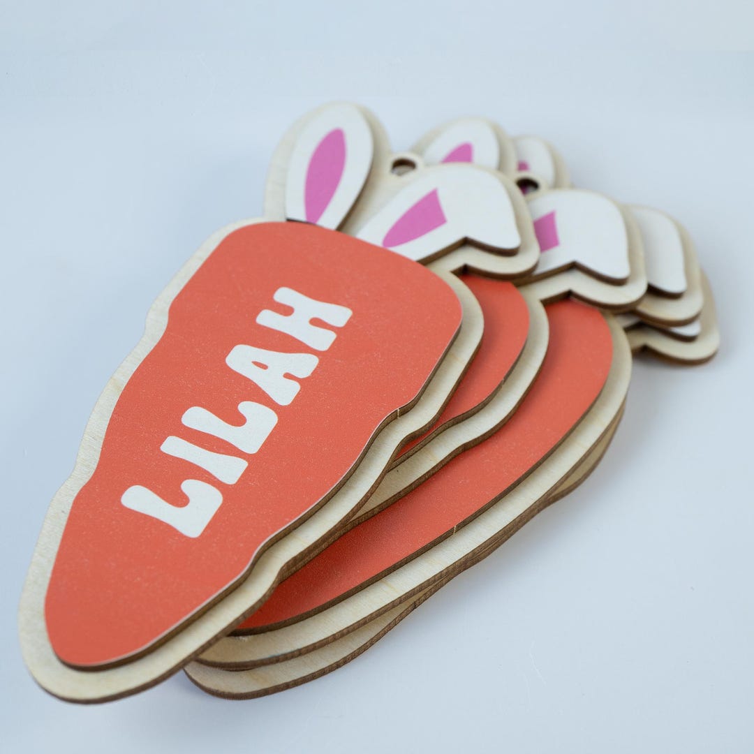 Personalized Wooden Carrot Easter Basket Name Tags | Name Tags for ...
