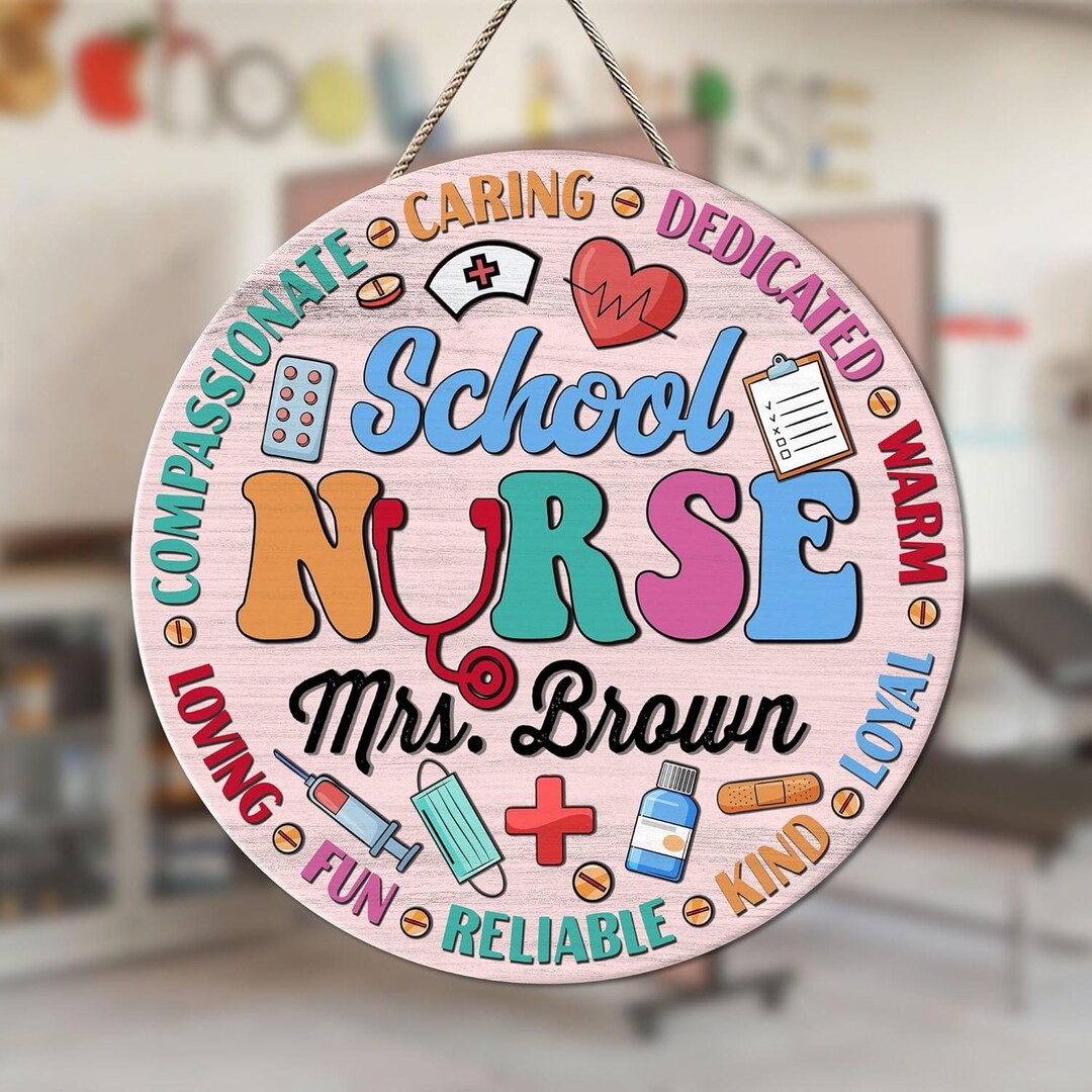 School Nurse Personalized Door Sign, School Nurse Gift, School Nurse ...