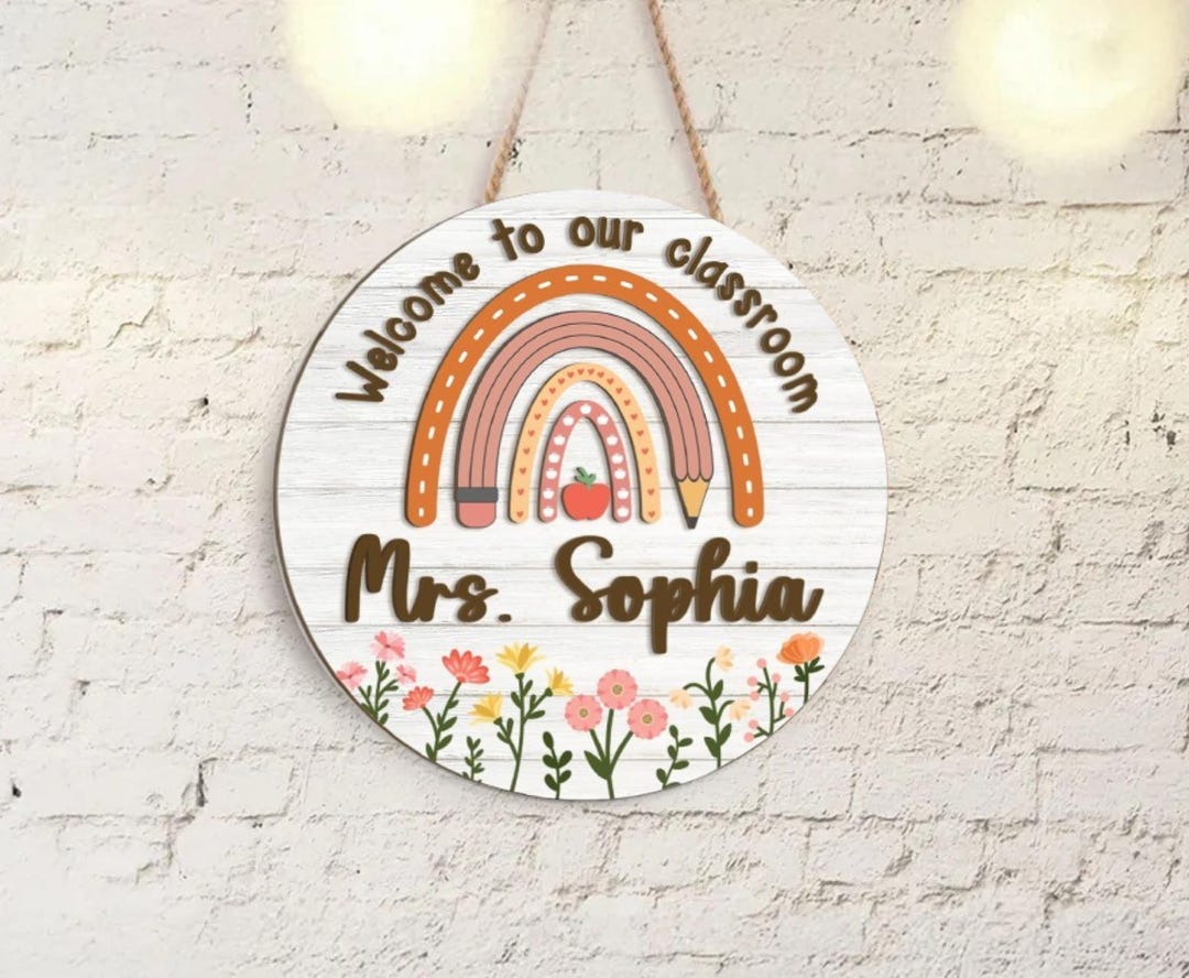 Personalized Teacher Door Sign, Teacher Name Sign, Teacher Door Hanger ...