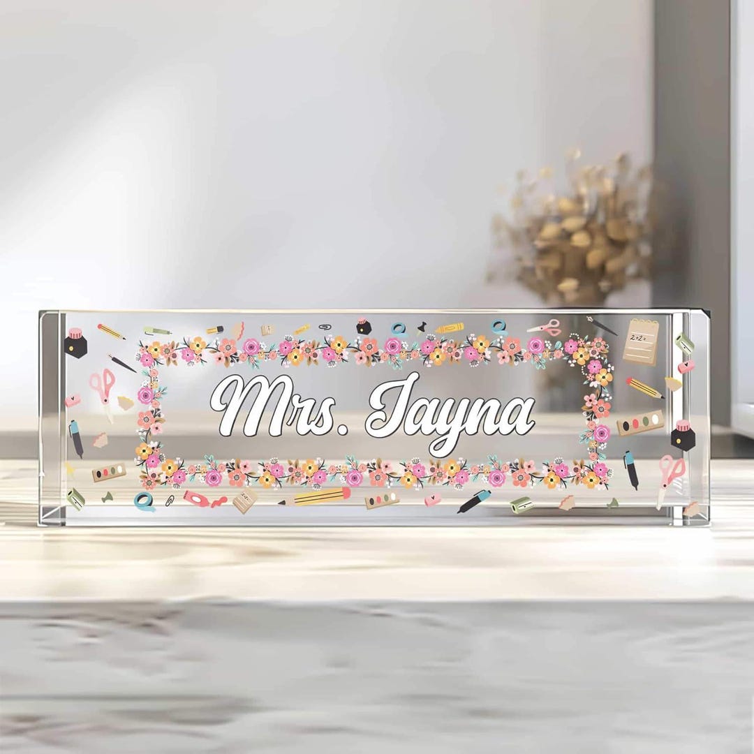 Desk Plaque, Acrylic Name Plate for Desk Teacher Name Plate ...