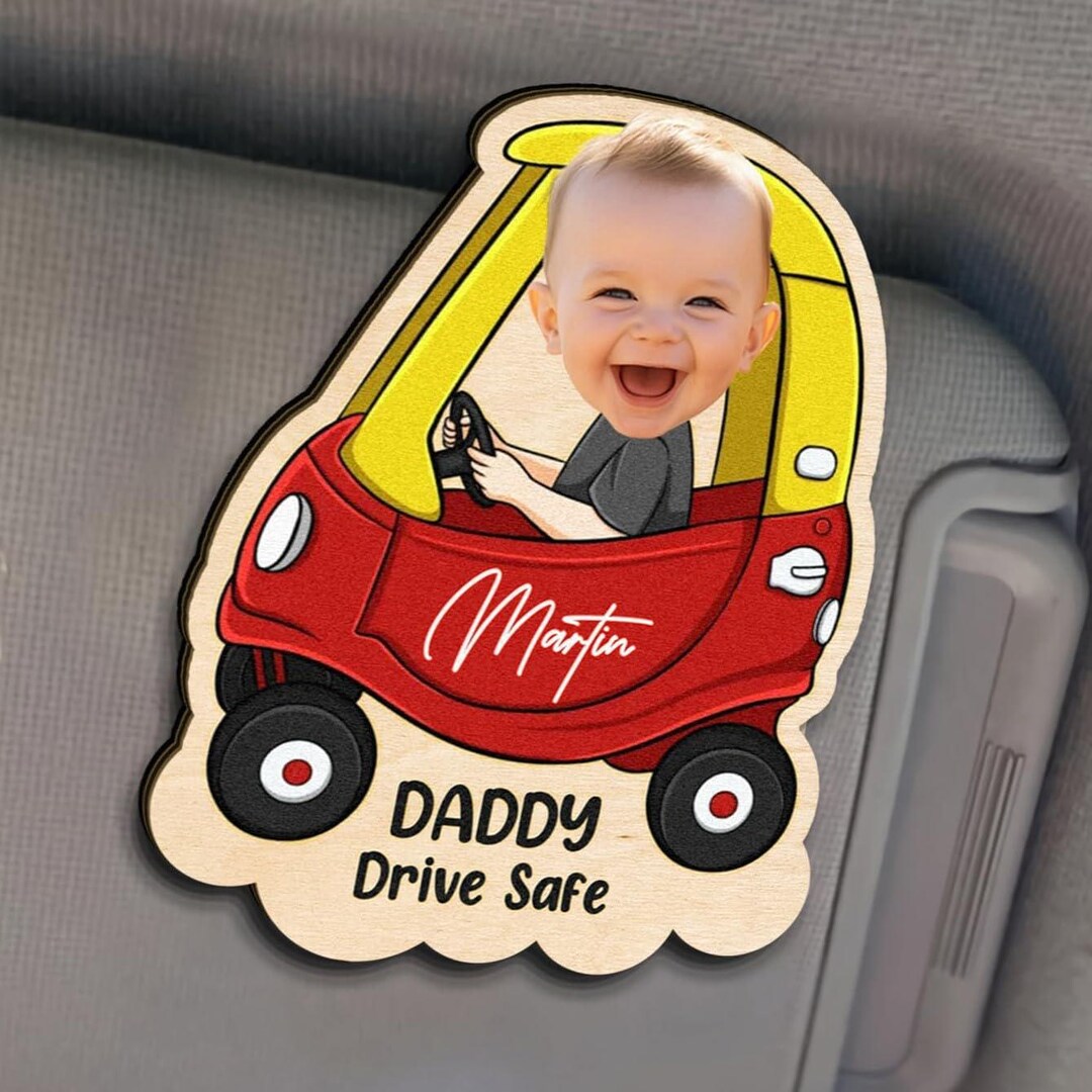 Drive Safe Daddy Gift, Custom Car Visor Clip Photo, Dad Car Visor Clip ...