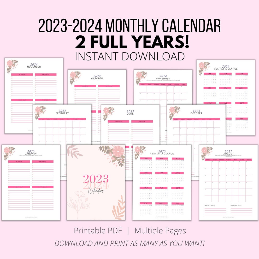2023-2024 Monthly Calendar - Etsy