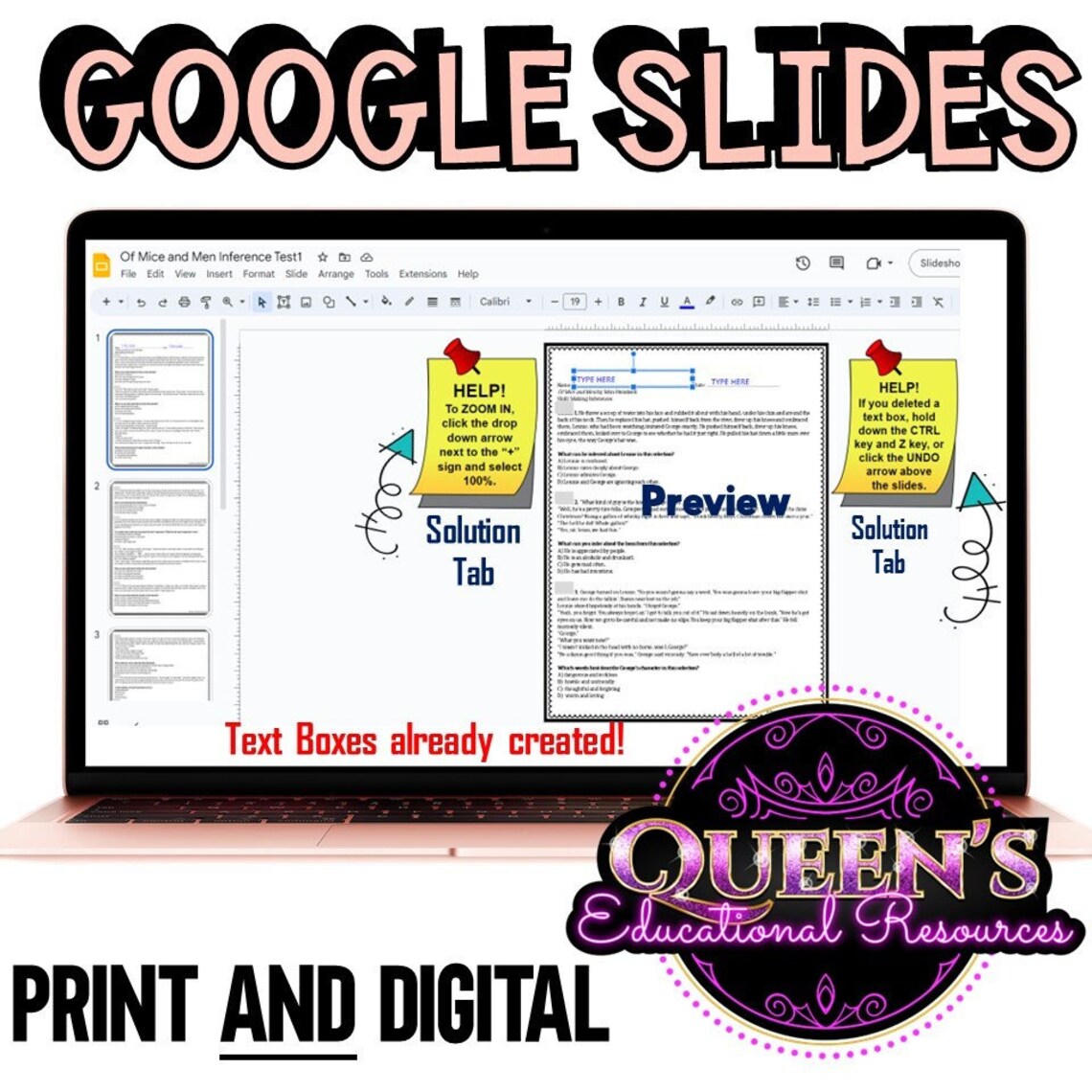 Of Mice and Men Assessment, Inference Test, Making Inferences Task ...