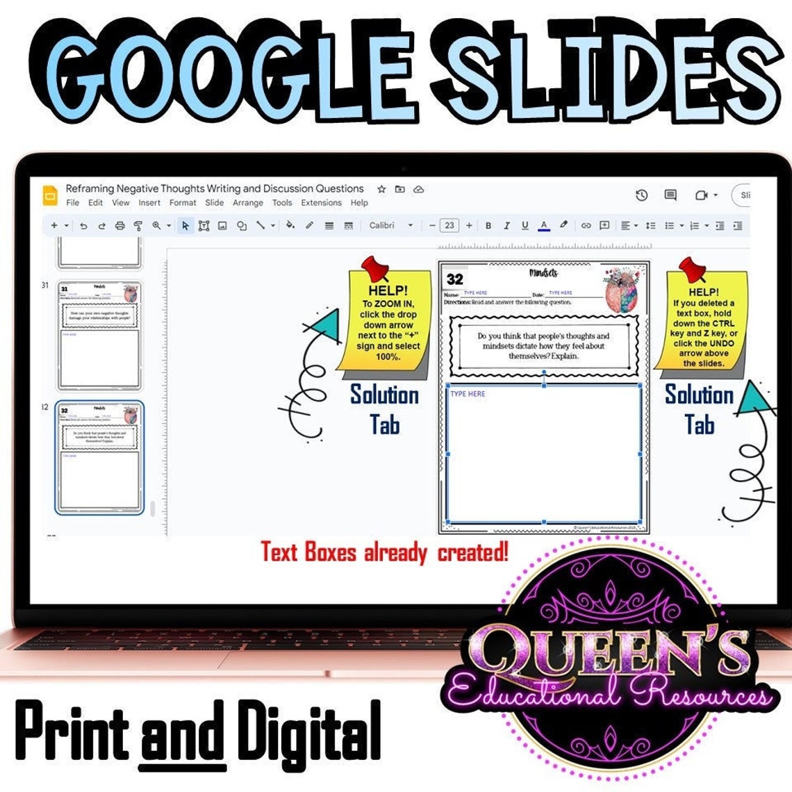 Growth Mindset, Reframing Negative Thoughts Questions, Reflection ...