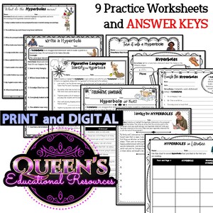 Hyperbole Activities | Hyperbole Worksheets | Figurative Language ...
