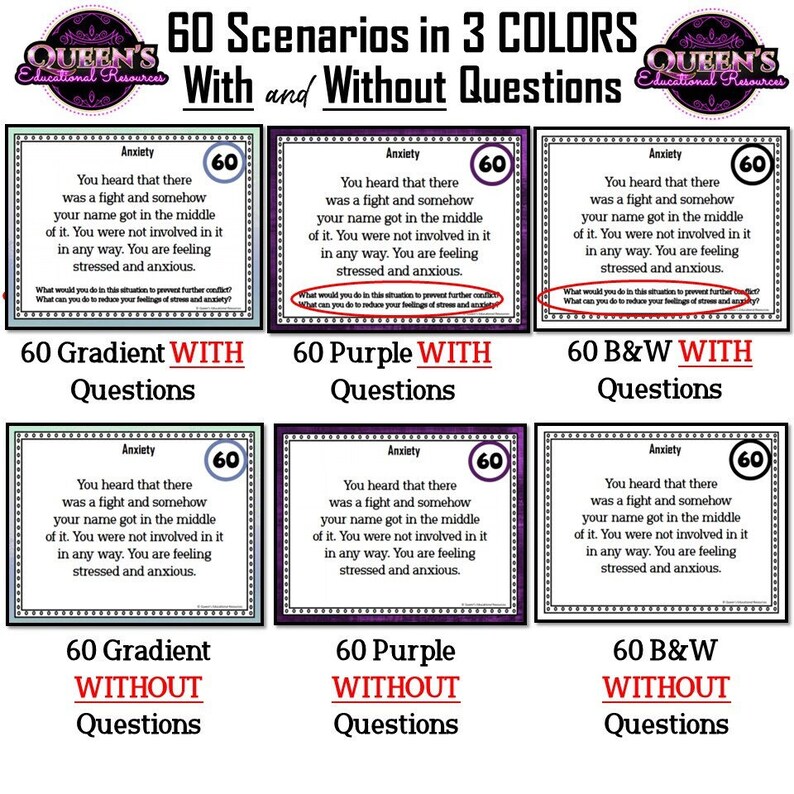 Anxiety Scenarios Anxiety Situation Cards Self-awareness Coping Skills ...