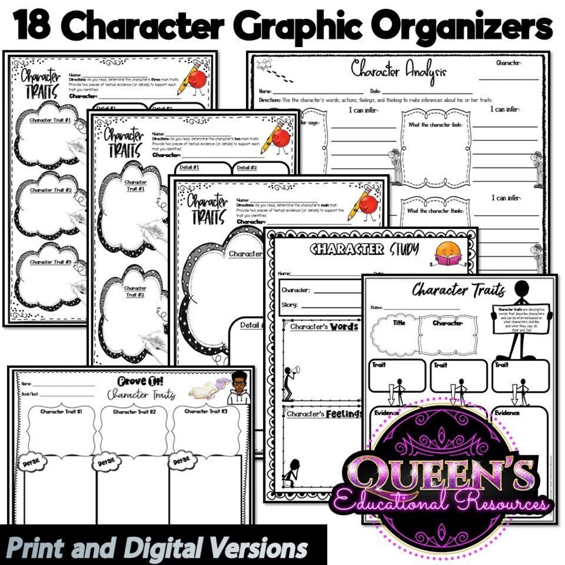 Character Analysis Graphic Organizers, Character Traits ...