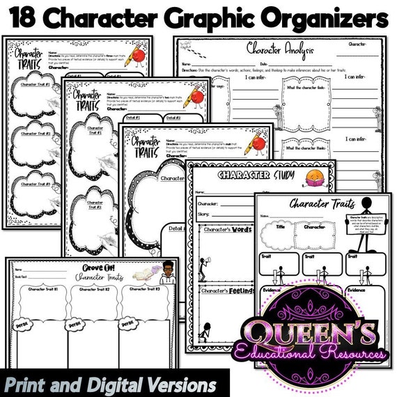 Character Traits Graphic Organizer Middle School