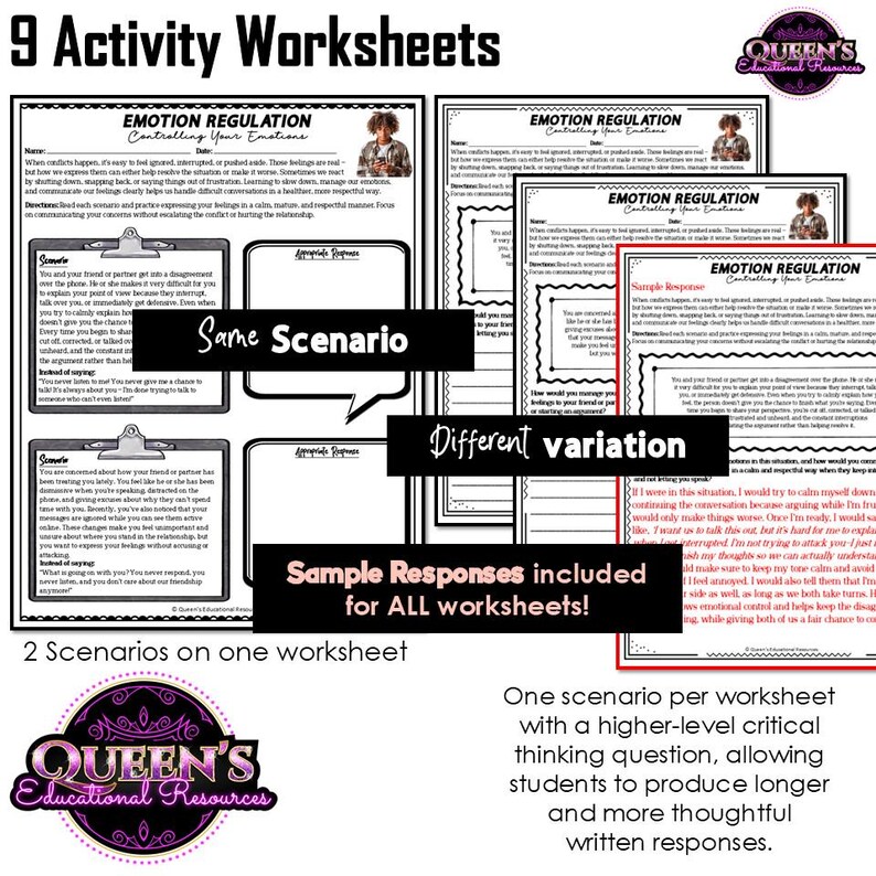 Emotional Regulation Activity Worksheets | Communication Skills ...