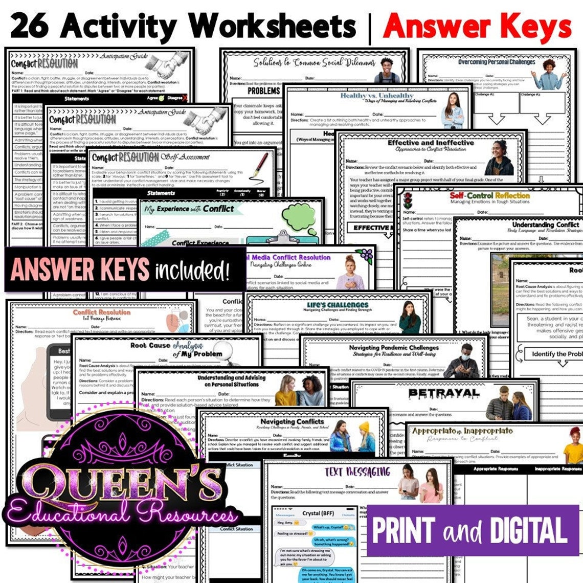 Conflict Resolution Activity Worksheets, Conflict Resolution, Problem ...