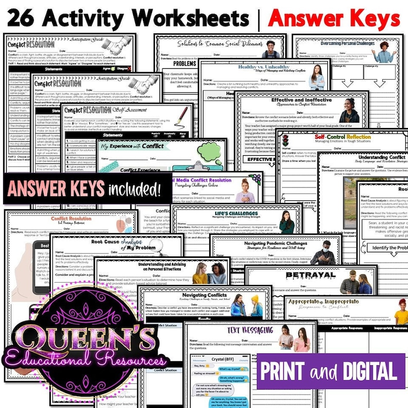 Conflict Resolution Activity Worksheets, Conflict Resolution, Problem ...