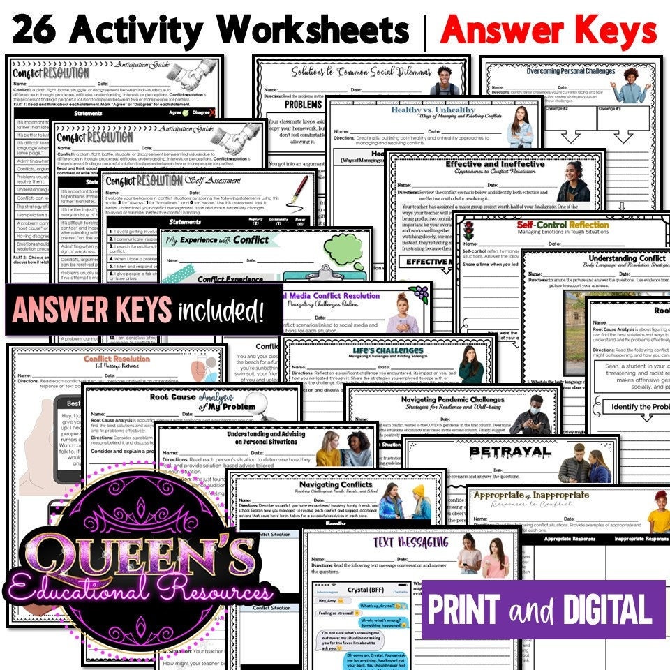 Conflict Resolution Activity Worksheets, Conflict Resolution, Problem ...