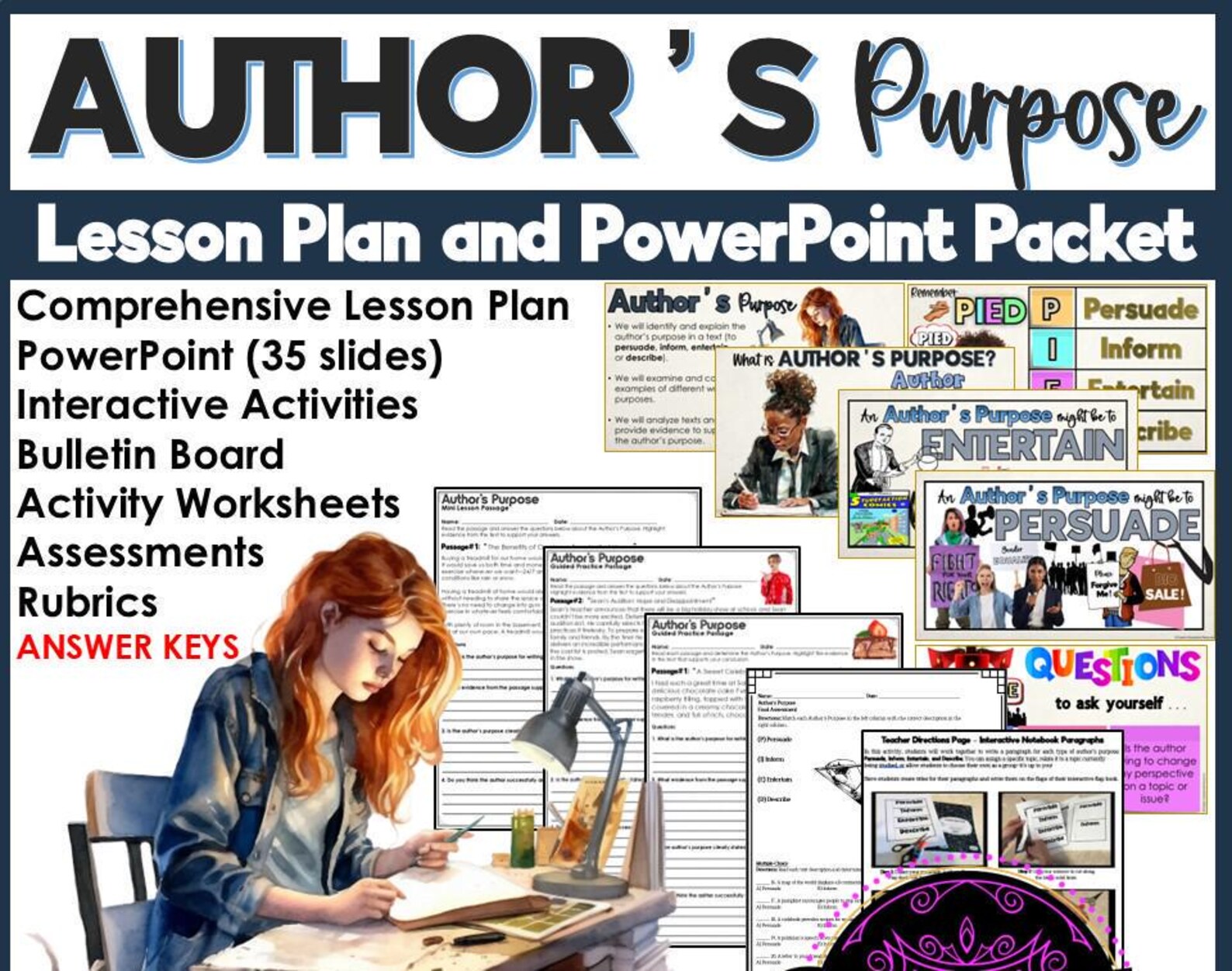 Author's Purpose Lesson Plan | Powerpoint | Activities | Author's ...