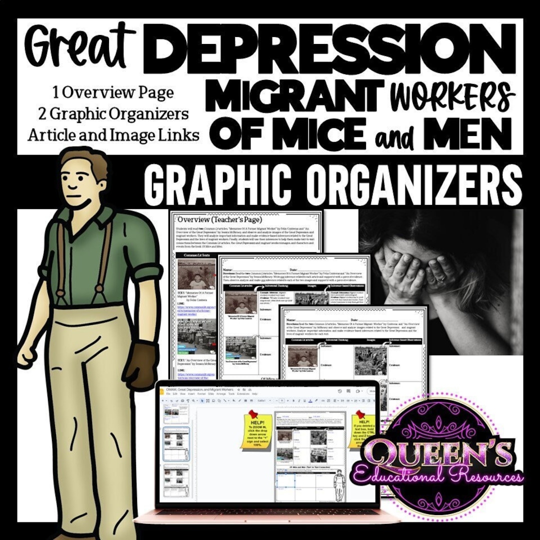 Of Mice and Men Graphic Organizer, the Great Depression, Differentiated ...