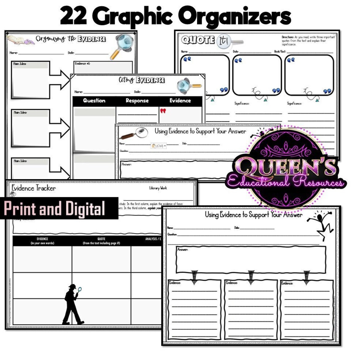 Citing Evidence Graphic Organizer Worksheets, Evidence, Graphic ...