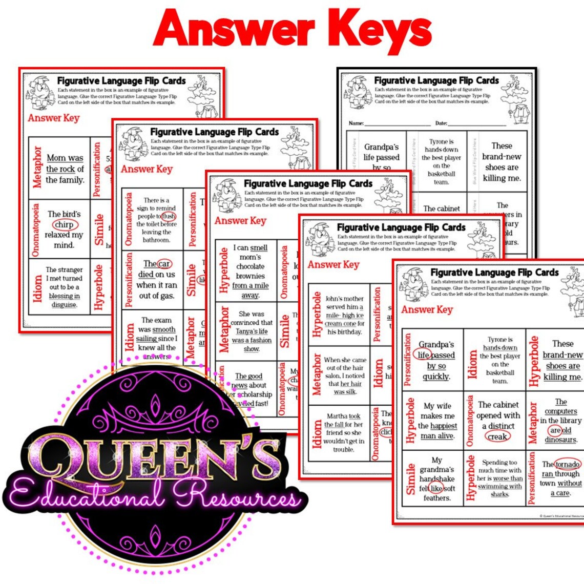 Figurative Language Interactive Activity | Worksheets | Reading ...