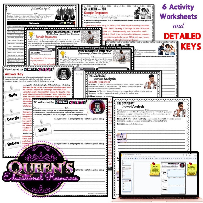 Tik Tok Reading Passage And Activity Worksheets Homeschool Printables Social Media Social