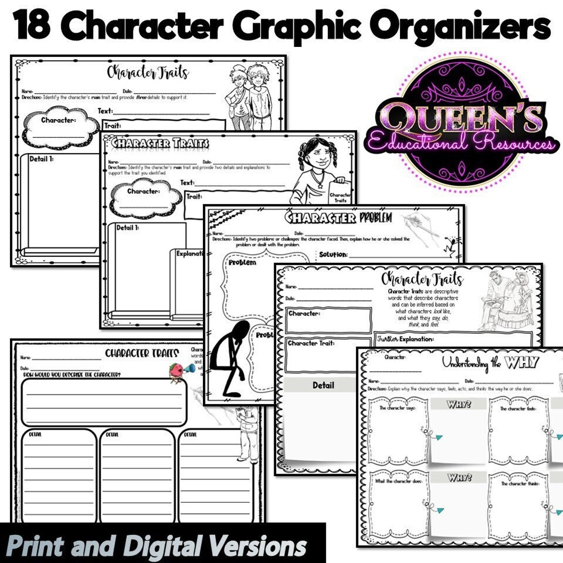 Character Analysis Graphic Organizers, Character Traits ...