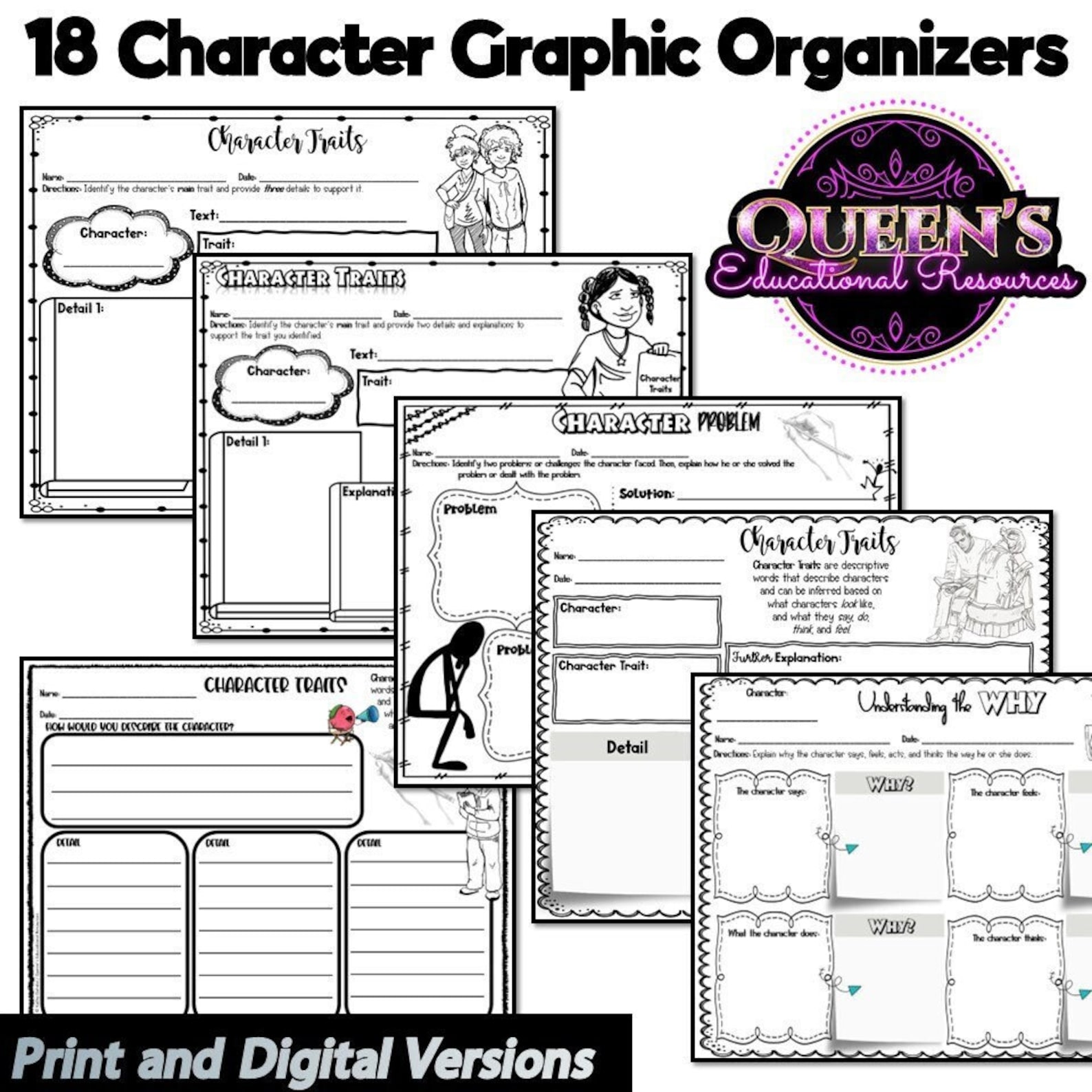 Character Analysis Graphic Organizers, Character Traits ...