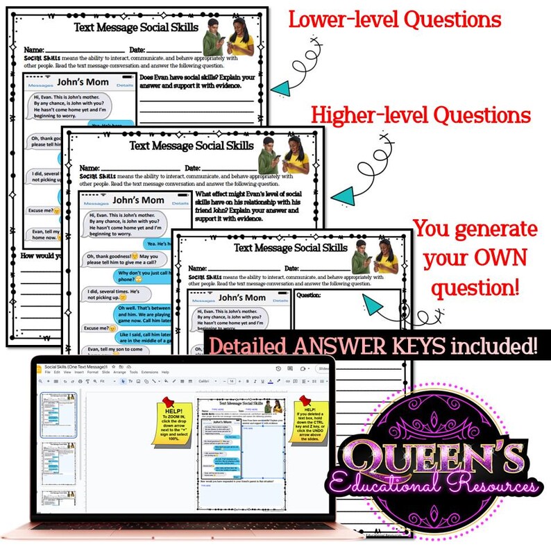 Social Skills Text Messaging Worksheets | Text Messaging Worksheets ...