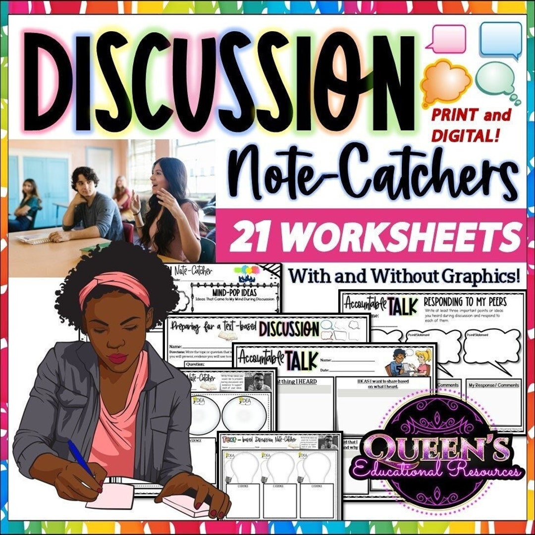 Discussion Note Worksheets. Note-catcher Worksheets, Accountable Talk ...