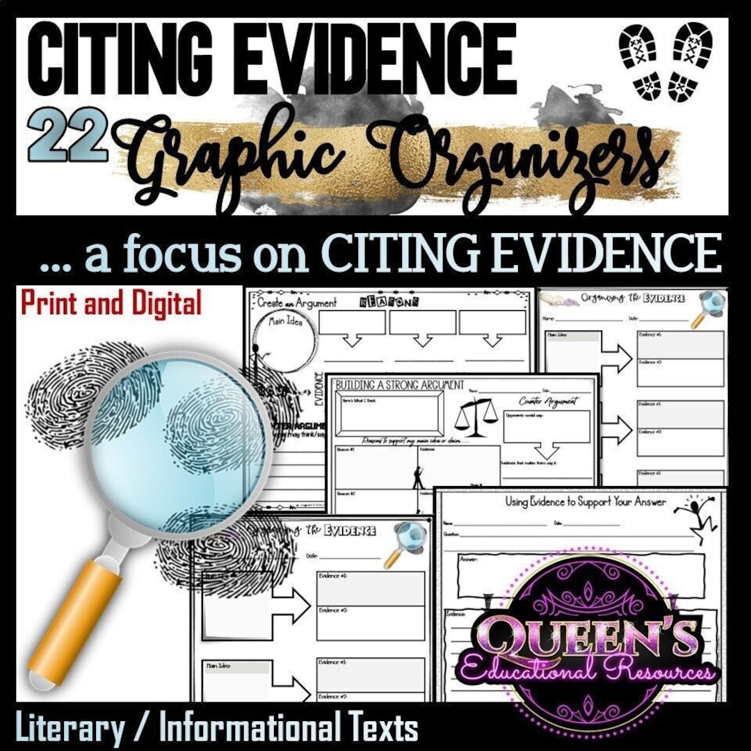 Citing Evidence Graphic Organizer Worksheets, Evidence, Graphic ...