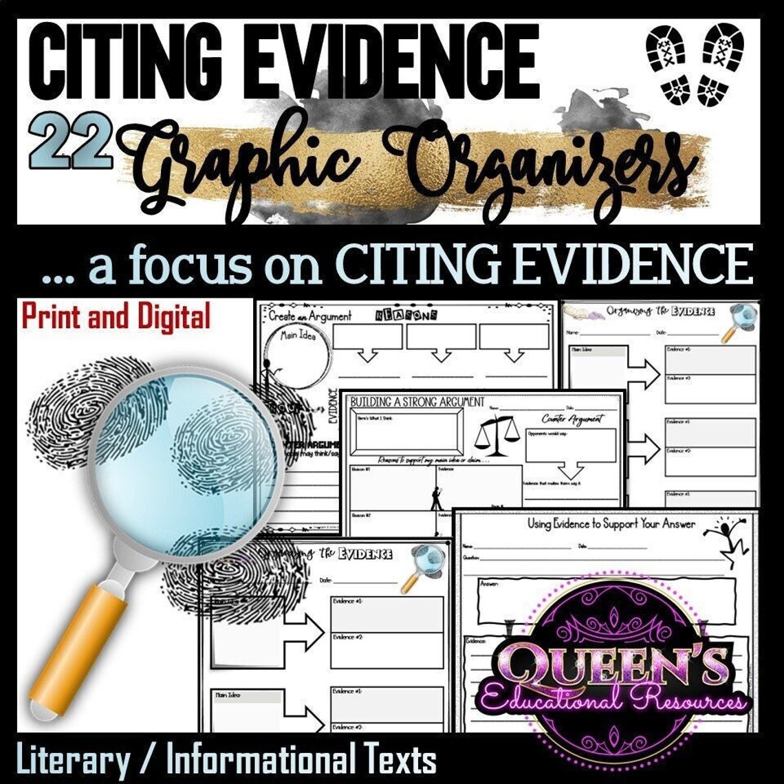 Citing Evidence Graphic Organizer Worksheets, Evidence, Graphic ...