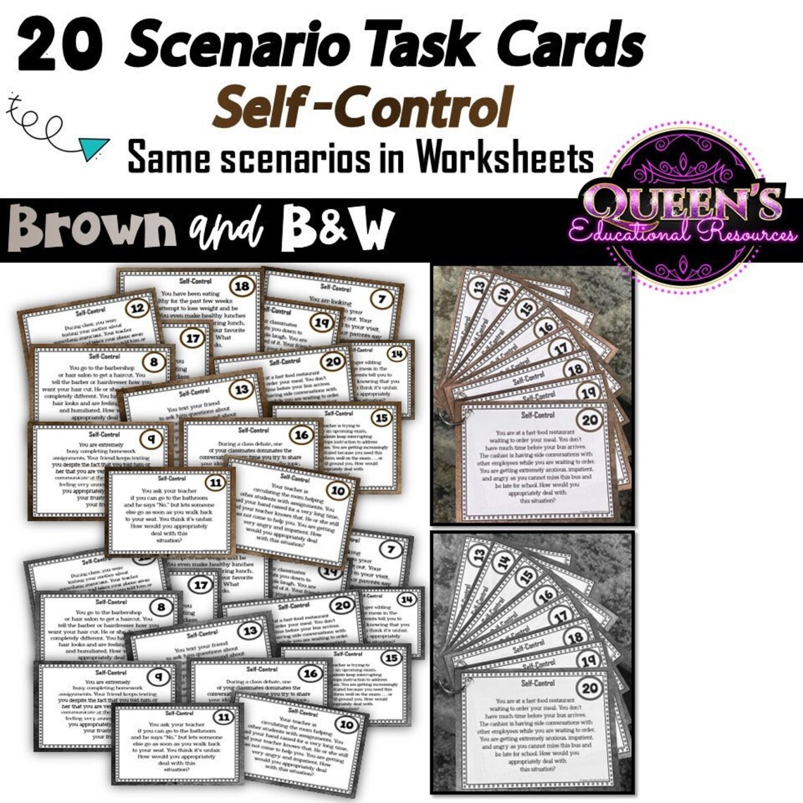 Self-control Scenarios Self-regulation Situation Cards Self-management ...