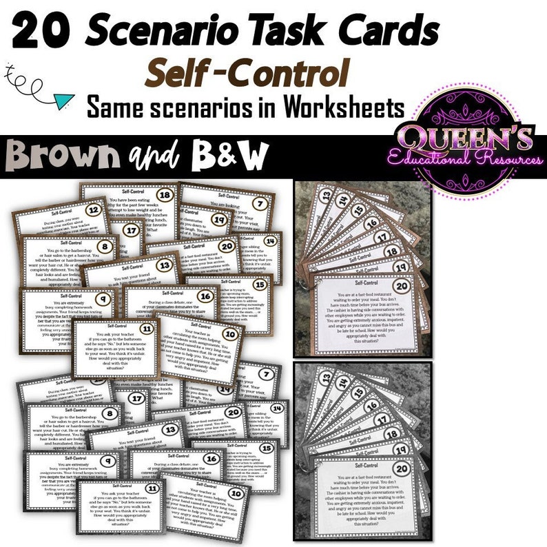 Self-control Scenarios Self-regulation Situation Cards Self-management ...