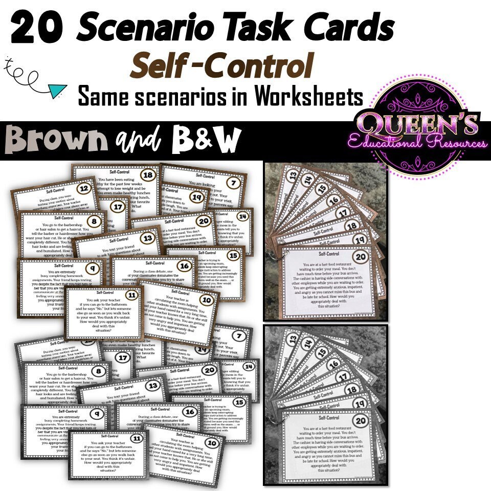 Self-control Scenarios Self-regulation Situation Cards Self-management ...