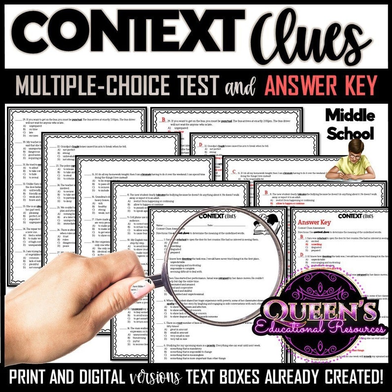 Context Clues Practice Worksheets Vocabulary Activities - Etsy