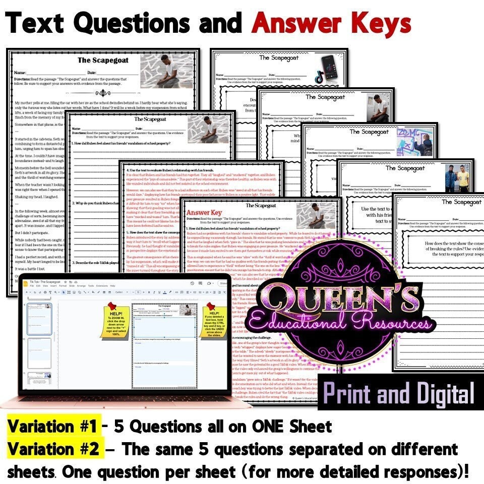 Tik Tok Reading Passage and Activity Worksheets, Homeschool, Printables ...