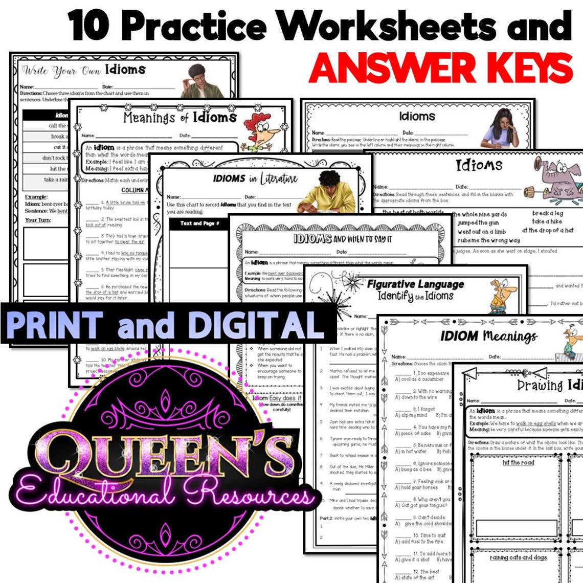 Idiom Activities | Idiom Worksheets | Figurative Language | Idioms ...