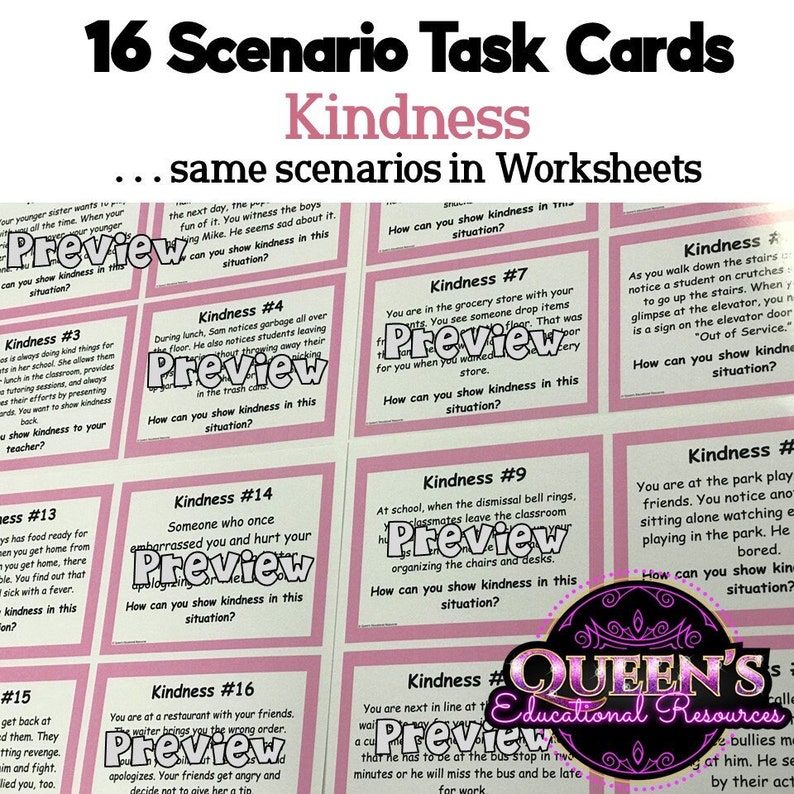Kindness Scenarios Kindness Task Cards Kindness Worksheets - Etsy
