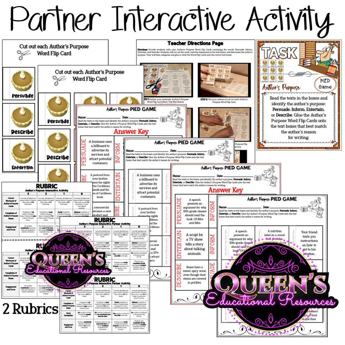 Author's Purpose Interactive Activity | Reading Comprehension | PIED ...