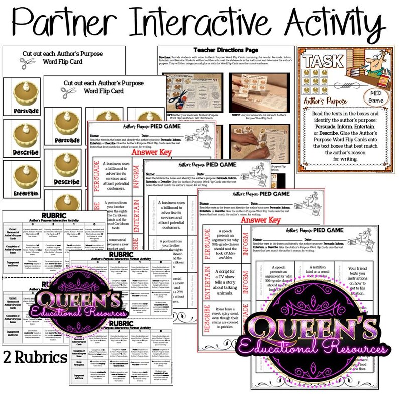 Author's Purpose Interactive Activity | Reading Comprehension | PIED ...